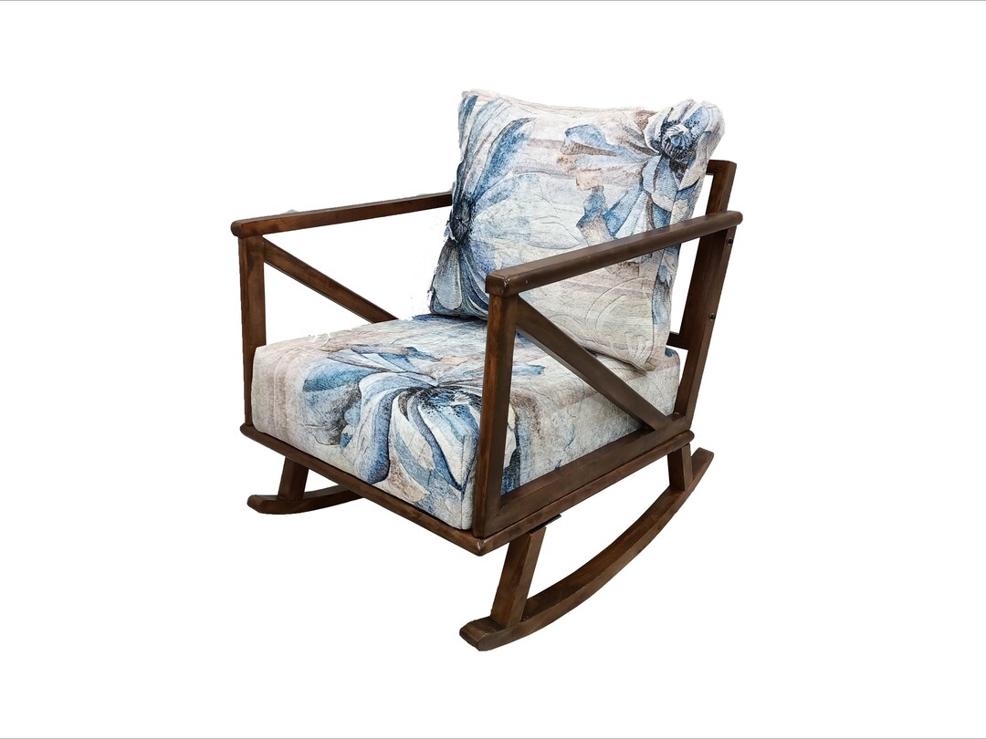 Flower Pattern Rocking Chair, Patio Armchair, Garden Furniture, Boho ...