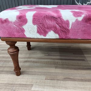 Cowhide Print Bench, Pink Ottoman Bench, Furry Bench, Piano Bench ...