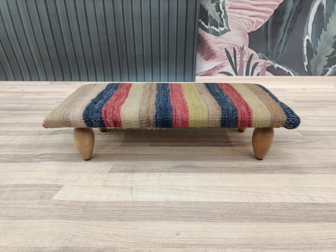 Saddle Stool, Bed Side Stool, Padded Stool, Kilim Covered Stool, Pouf ...