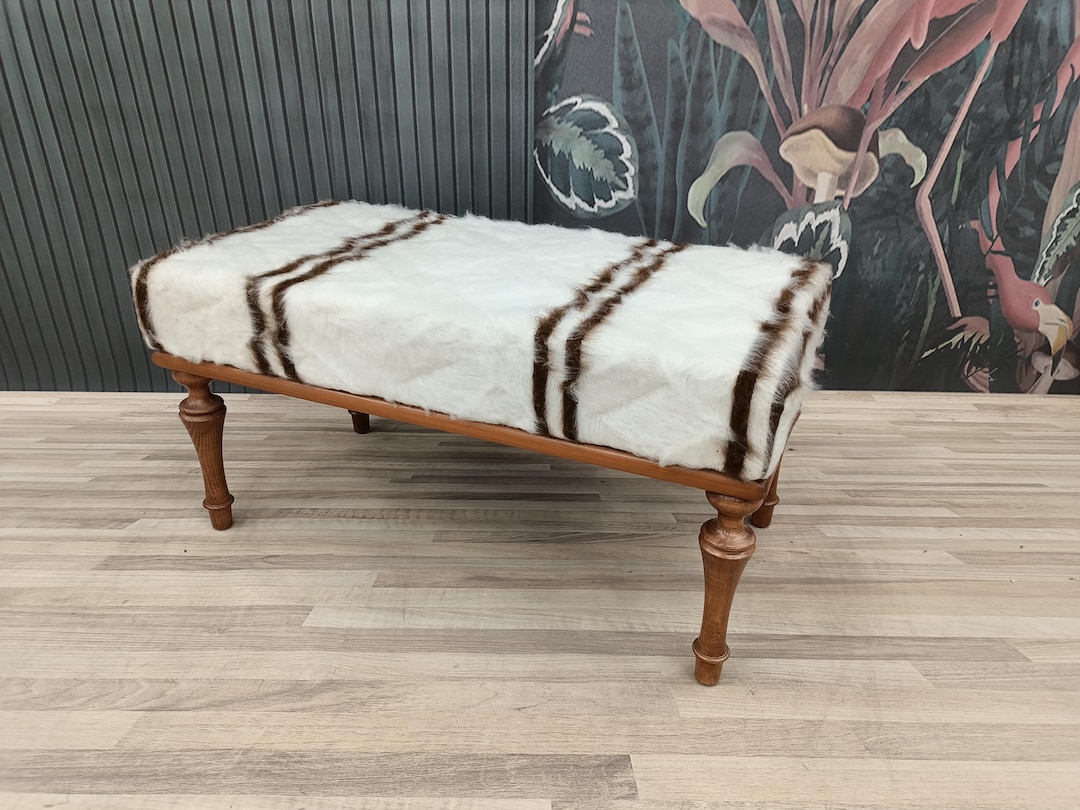 End of Bed Bench, Fur Kilim Bench, Window Bench, Fireside Bench ...