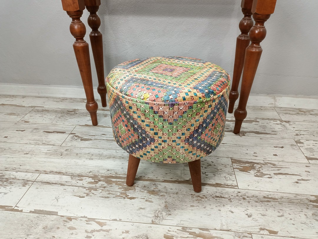 Bohemian Stool Cocktail Ottoman Sitting Pouf Upholstered - Etsy