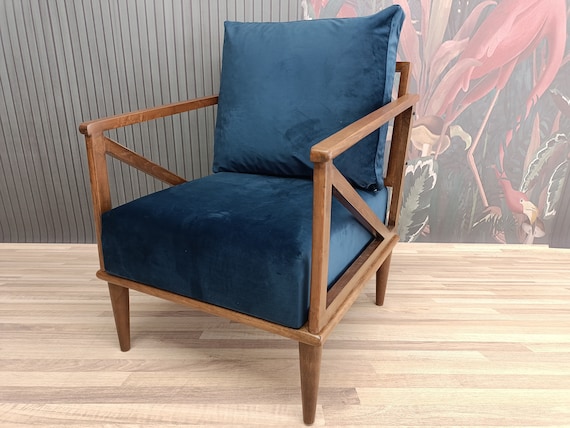 Wooden Chair Bergere Chair Relaxing Chair Navy Side Chair Father Chair Restaurant Chair Moving Gift Dining Table Chair SOFA KM 13 Etsy