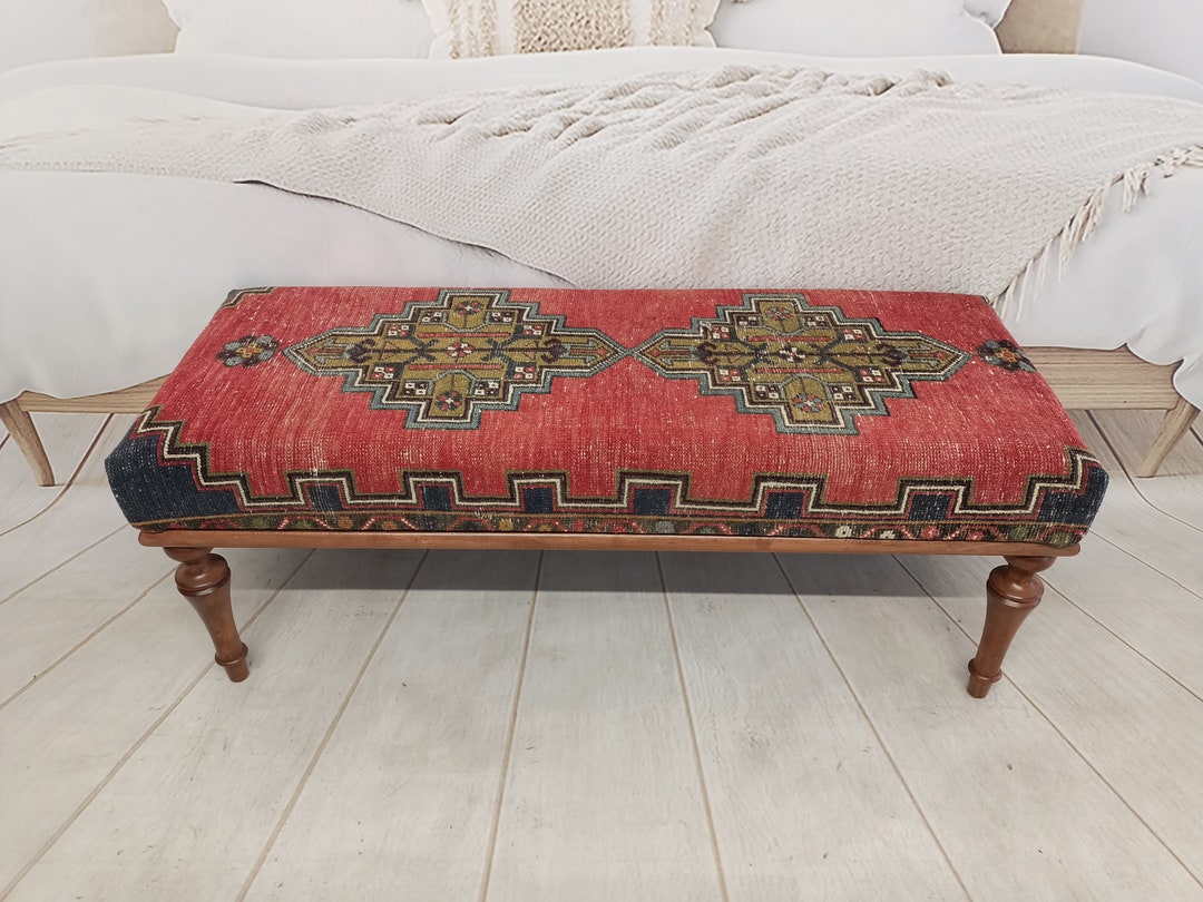 Turkish Rug Bench, Entryway Bench, Piano Bench, Bohemian Bench, Long ...
