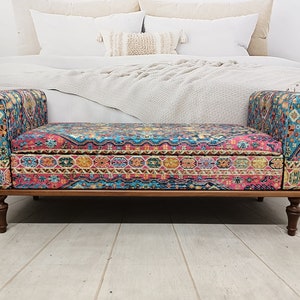 Upholstered Bench, Meditation Seat, Bohemian Bench, Entry Chair, Pink ...