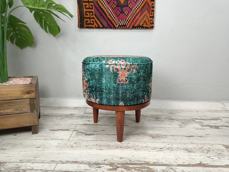 Footstool Ottoman Dressing Table Chair Tripod Chair Teal - Etsy