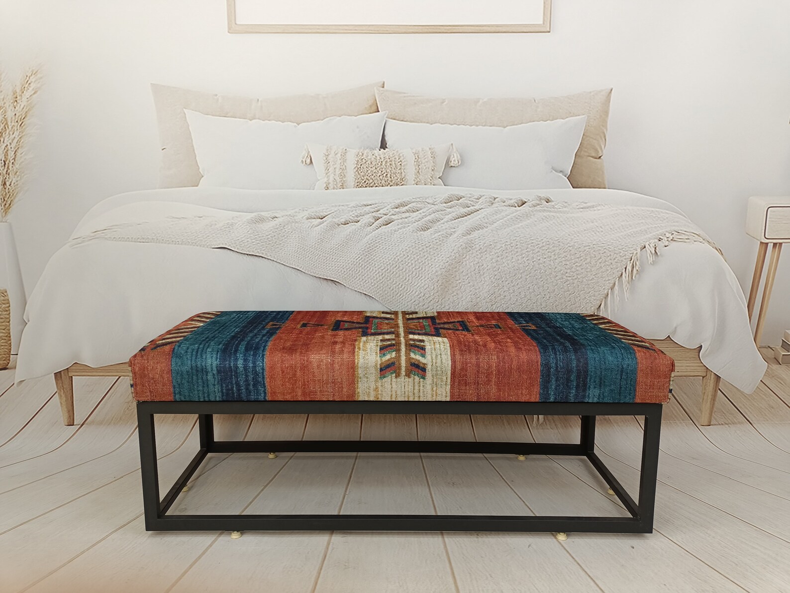 Footstool Bench Aztec Bench Farmhouse Decor Entry Bench - Etsy