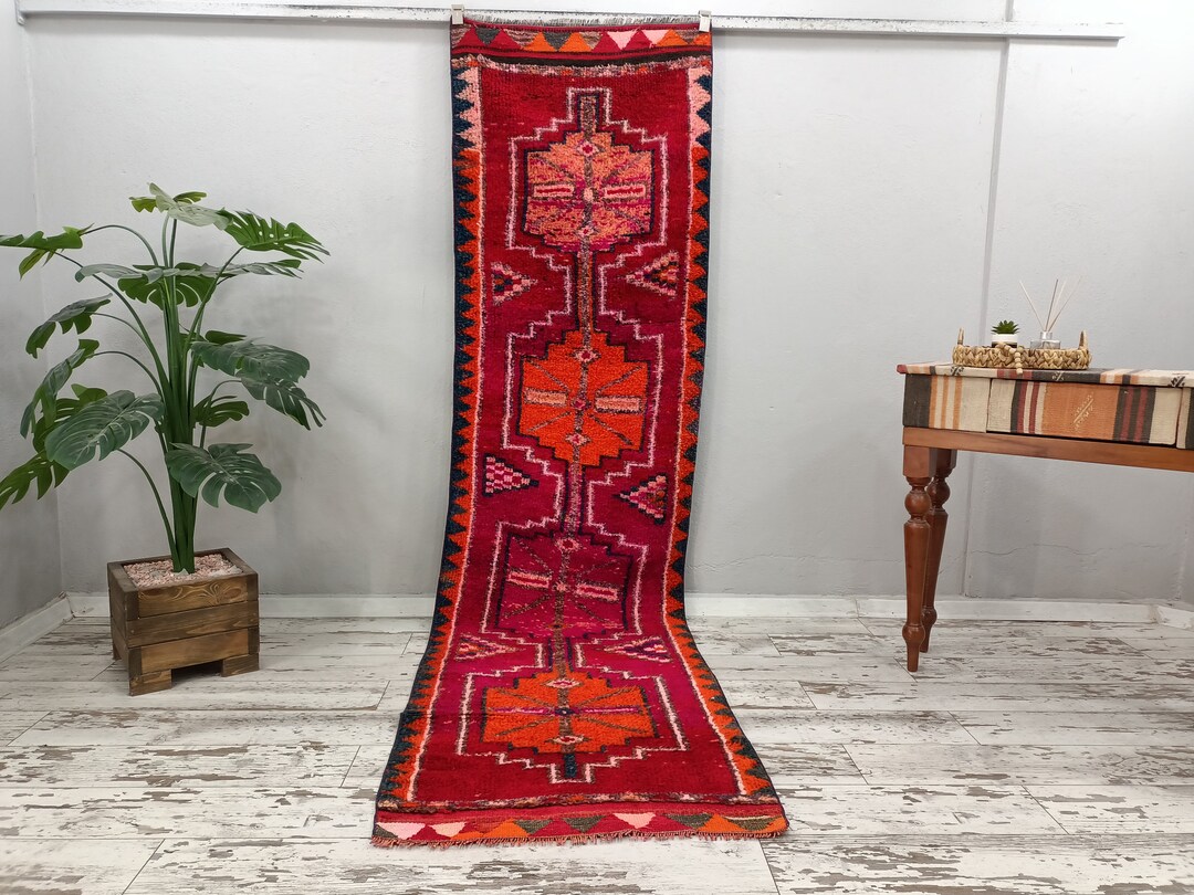 Purple Runner Rug, Textured Rug, Entryway Rug, Soft Pile Rug, Antique ...