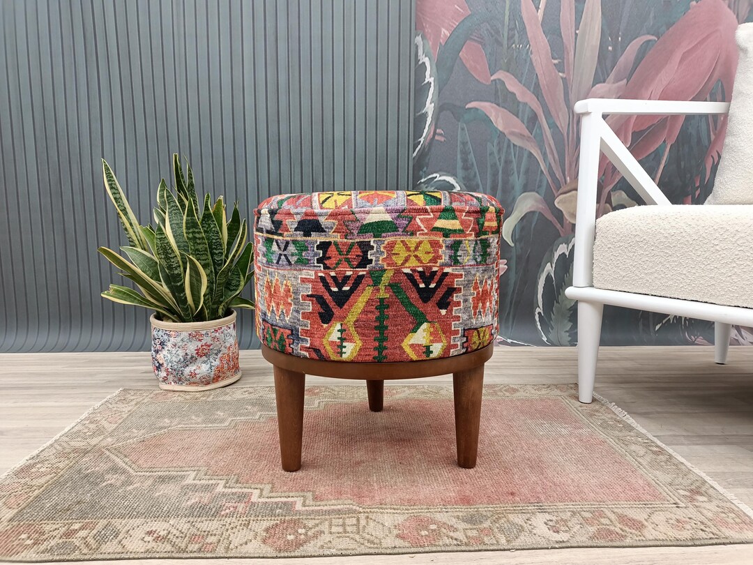 Bedroom Pouf, Ethnic Stool, Foot Rest Stool, Pouf Ottoman, Farmhouse ...