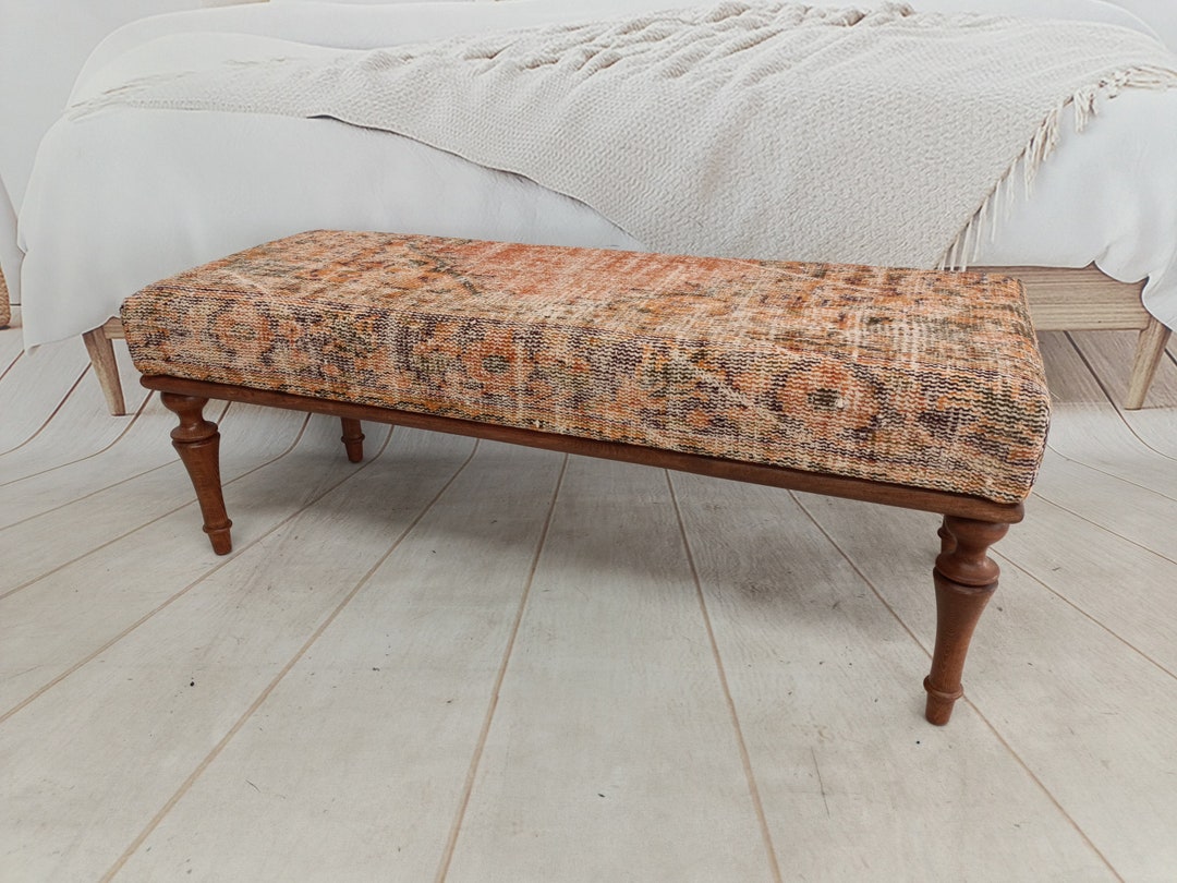 Entryway Bench, Padded Bench, Shoe Bench, Turkish Rug Covered Bench ...