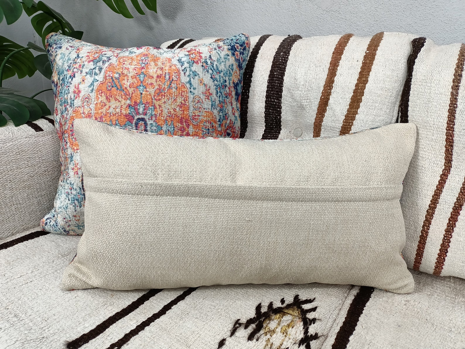 Decorative Pillow, Mini Oushak Pillow, Bolster Pillow Cover, Floral ...