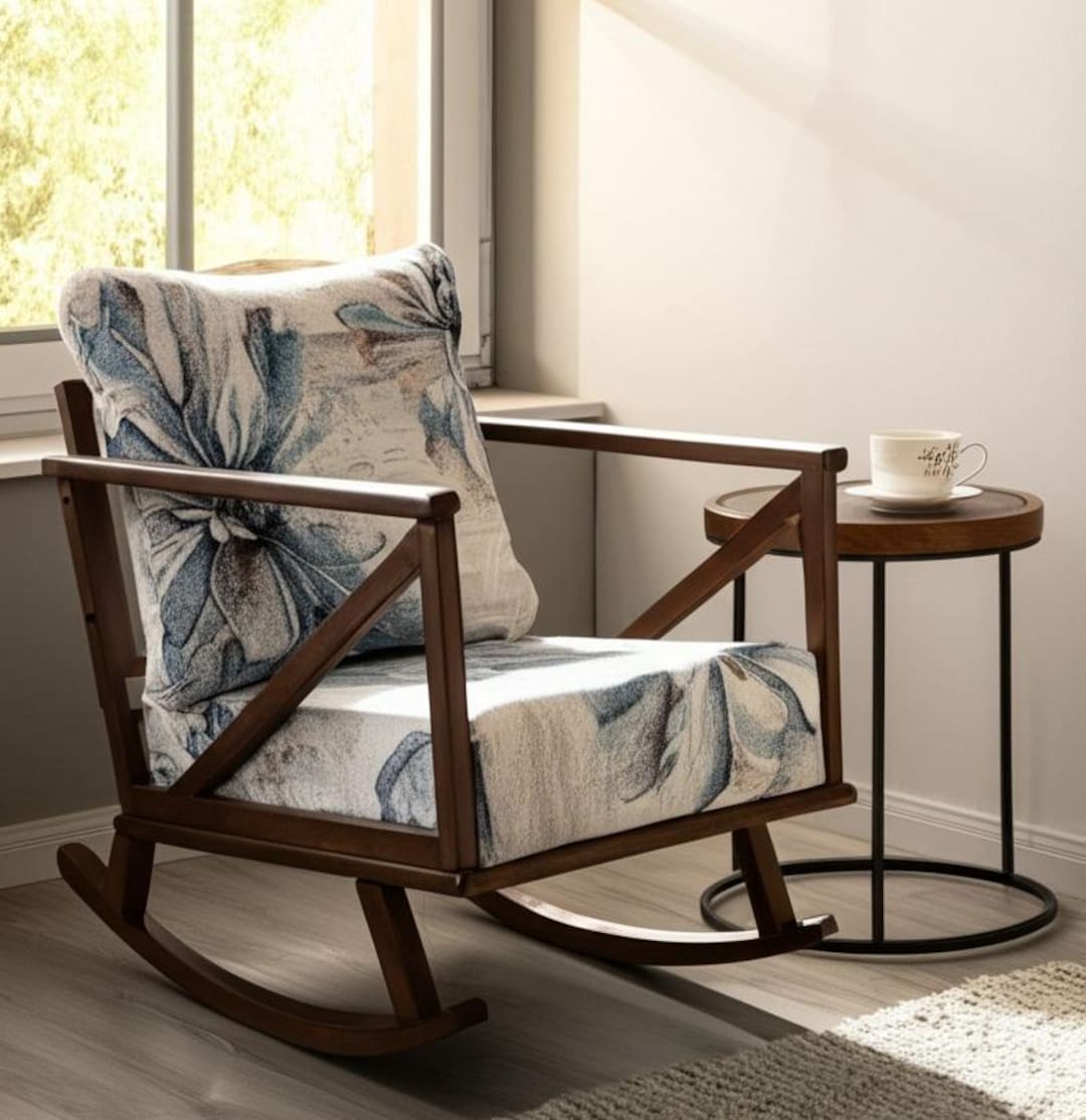 Flower Pattern Rocking Chair, Patio Armchair, Garden Furniture, Boho ...