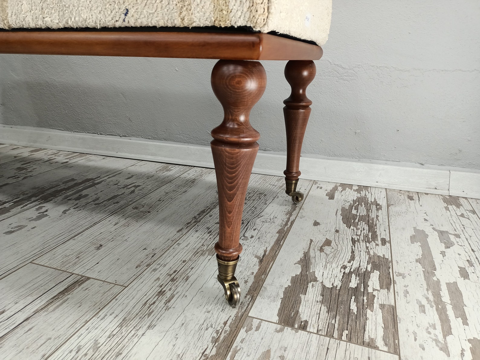 Wood Legs, Hornbeam Legs, Brass Metal Wheels, Handmade Bench Legs ...