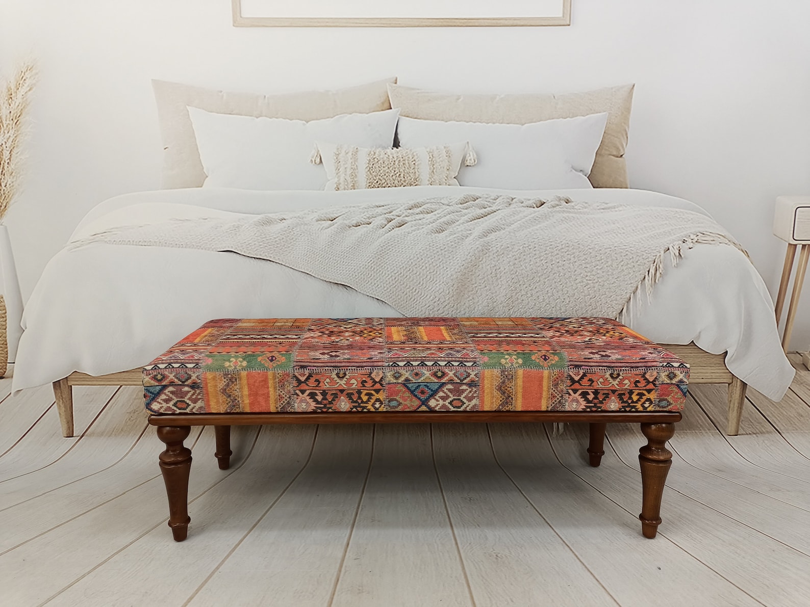 Handmade Furniture, Boho Upholstered Bench, Piano Bench, Footstool ...