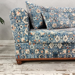 Blue Sofa Couch, Sleeper Sofa, Upholstered Sofa, Lounge Sofa, Living ...