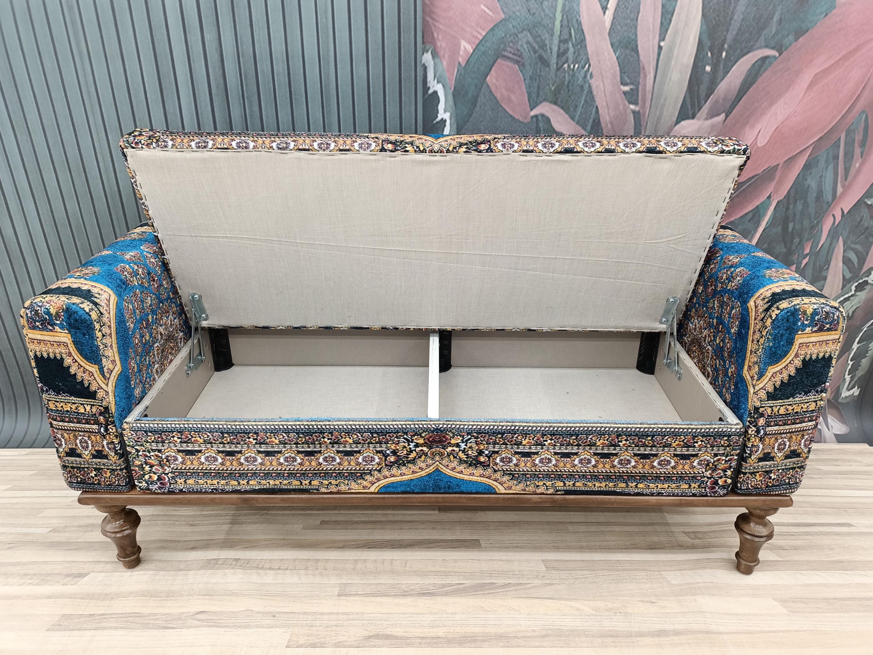Bohemian Bench, Storage Ottoman, Upholstered Couch, Armed Window Seat ...