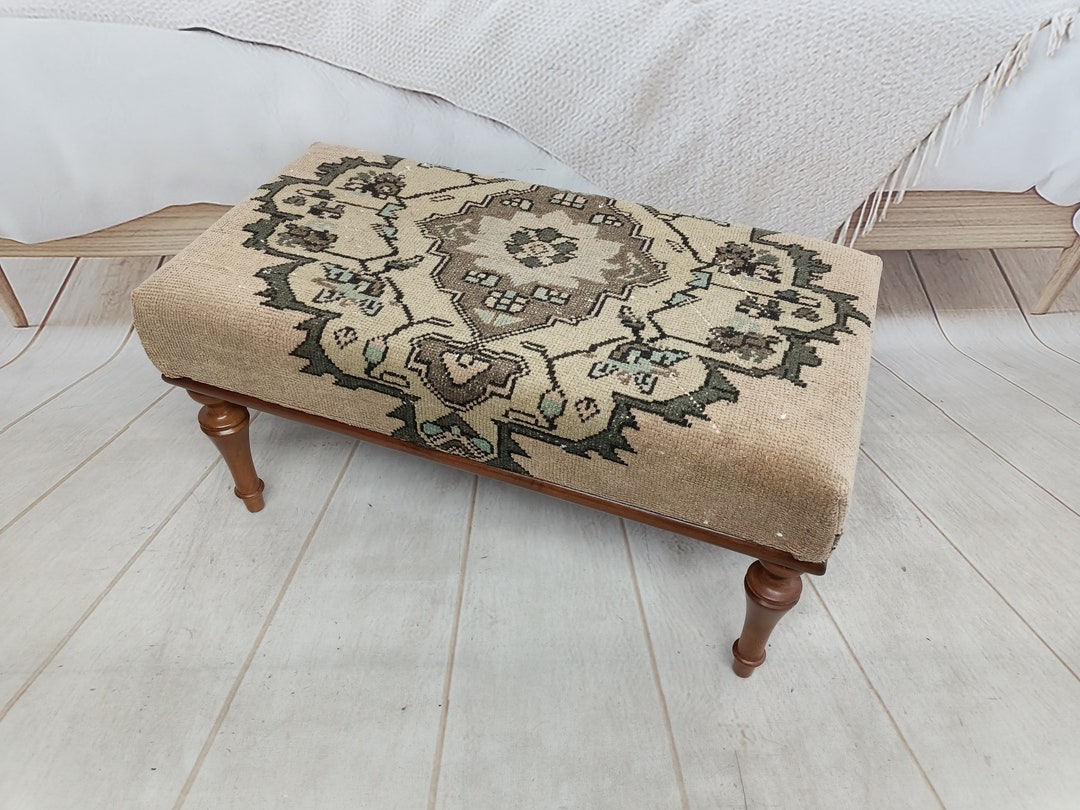 Piano Bench, Wood Work Bench, Accent Bench, Woven Bench, Turkish Rug ...