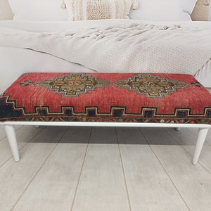 Turkish Rug Bench, Entryway Bench, Piano Bench, Bohemian Bench, Long ...