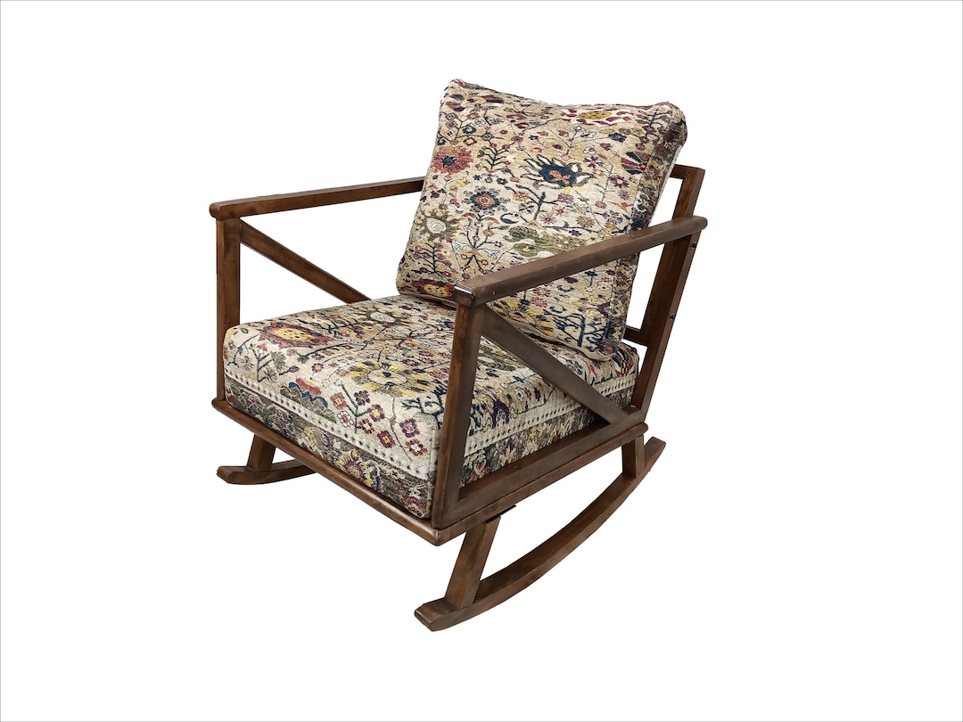 Oriental Rug Chair, Rug Pattern Upholstered Rocking Chair, Rest Chair ...