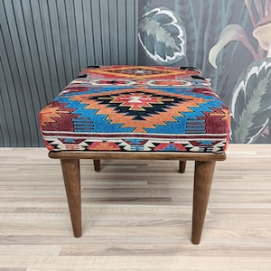 Footstool Bench, Aztec Bench, Farmhouse Decor, Entry Bench, Ottoman ...