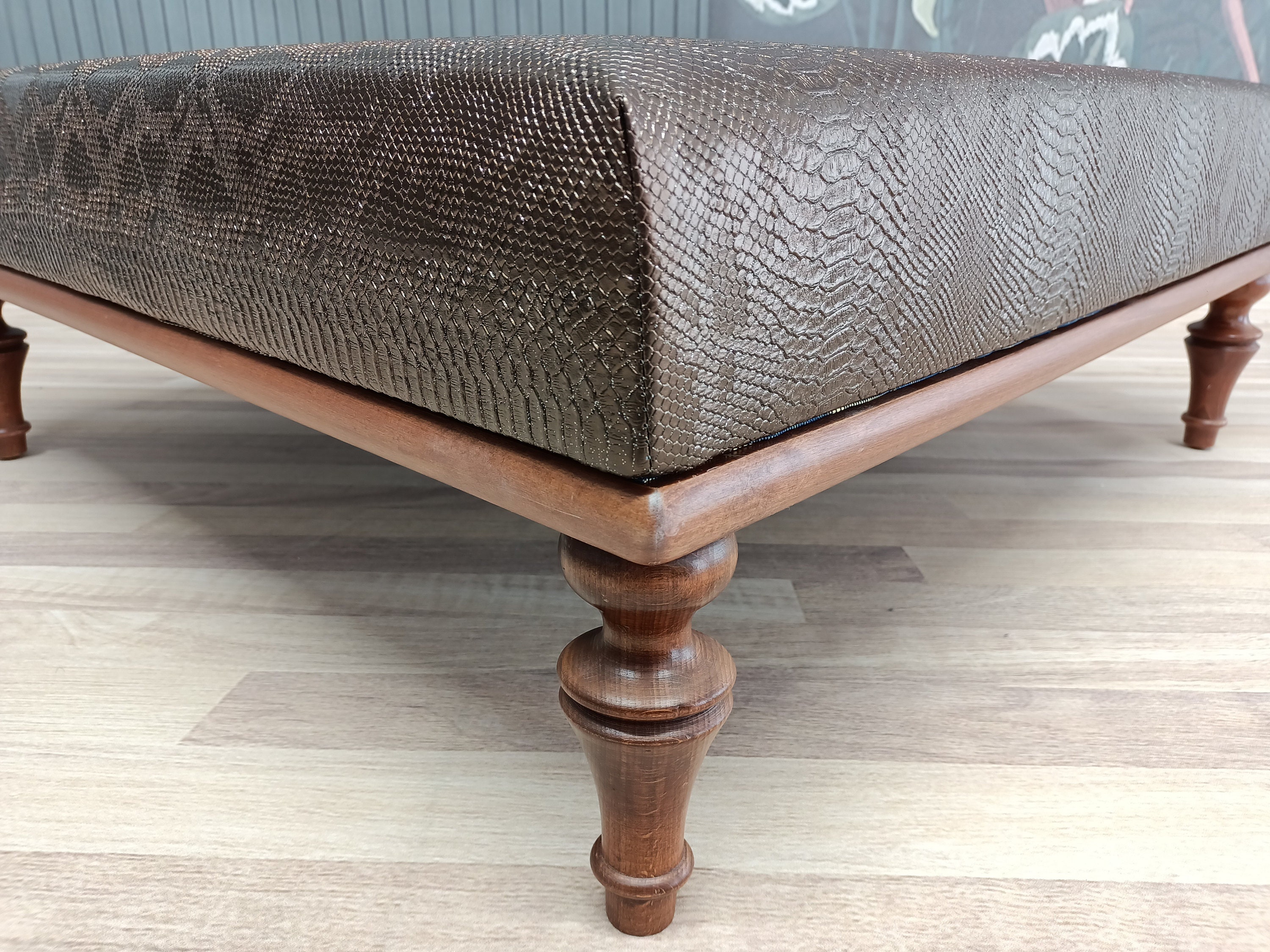 Ottoman Table, Leather Coffee Table, Low Table, Wood Work Table ...