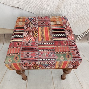Vanity Stool, Handmade Footstool, Upholstered Footstool, Handmade ...