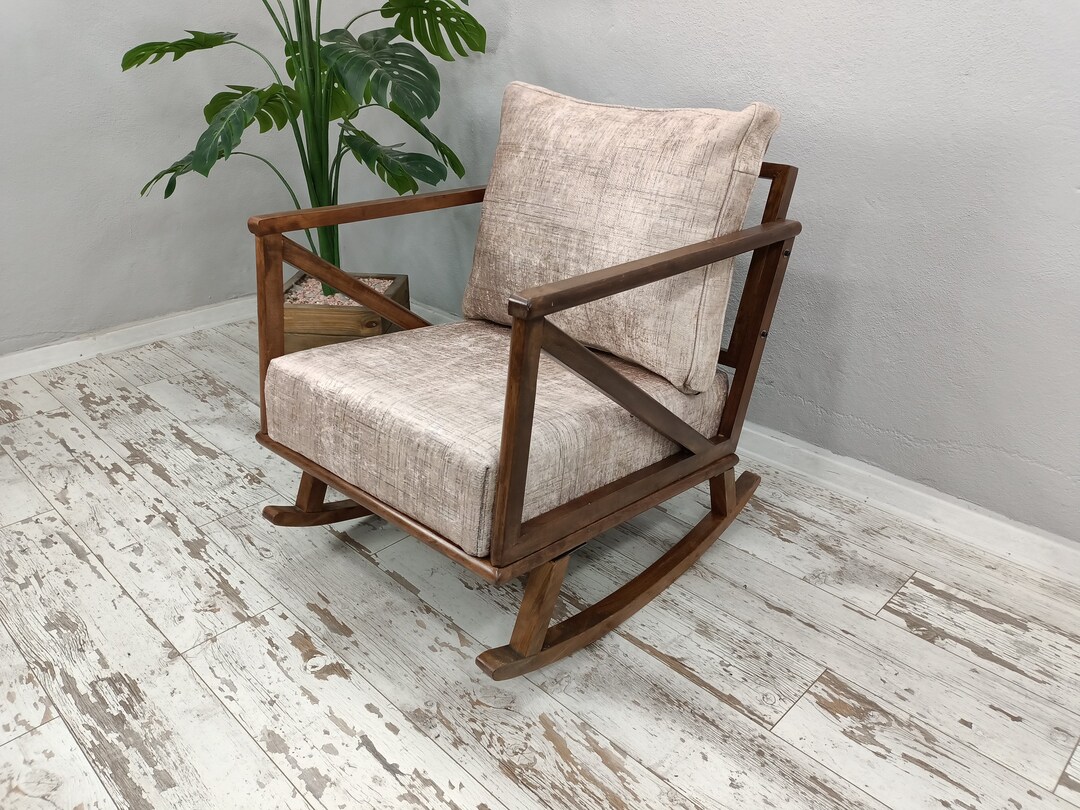 Earth Tone Armchair, Upholstered Sofa, Patio Rocking Chair, Living Room ...