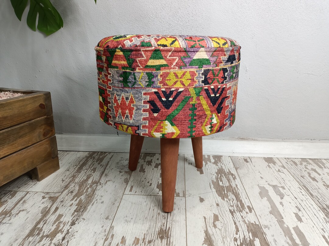 Bedroom Pouf, Ethnic Stool, Foot Rest Stool, Pouf Ottoman, Farmhouse ...