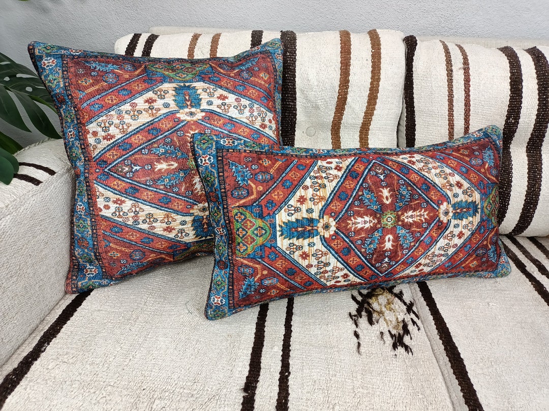Handmade Pillow, Ikat Pillow, Lumbar Pillow, Boho Pillow, Euro Sham ...