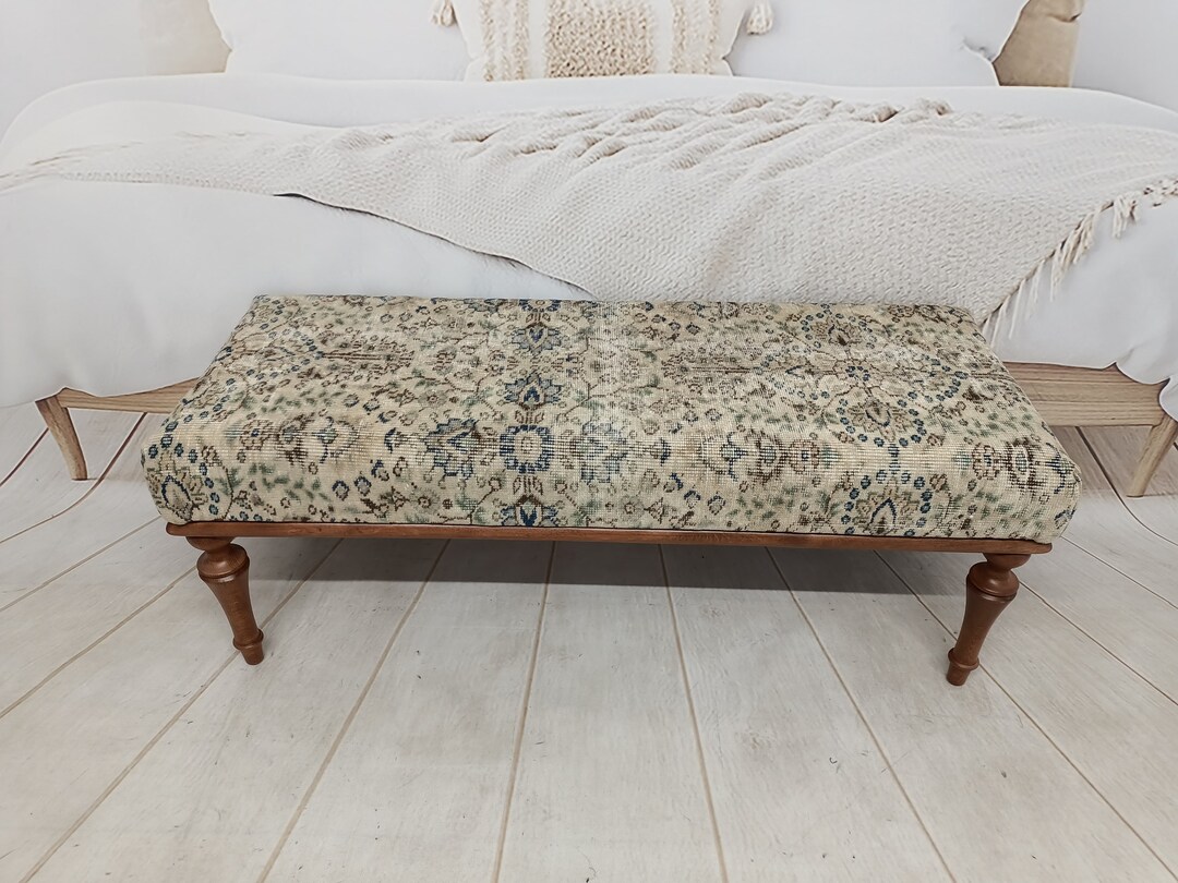 Hallway Bench, Vintage Rug Bench, Piano Bench, Shoe Bench, Padded Bench ...