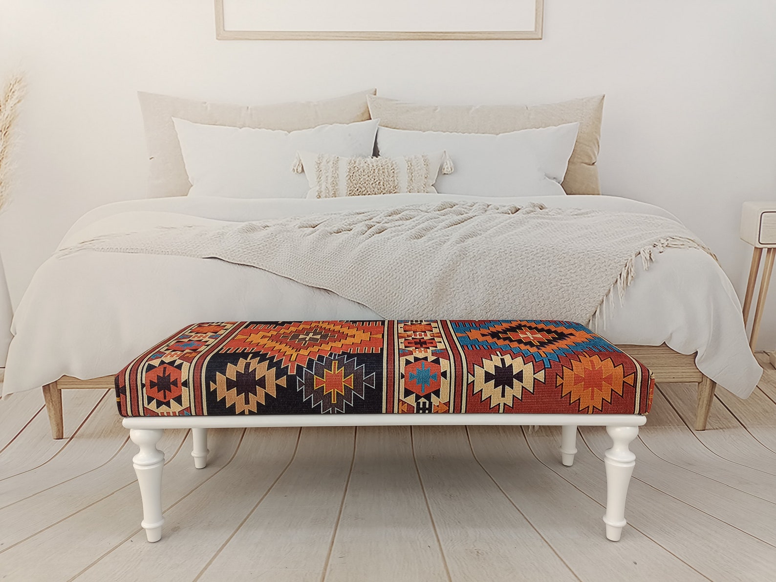 Footstool Bench Aztec Bench Farmhouse Decor Entry Bench - Etsy