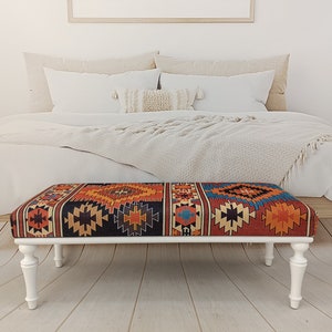 Footstool Bench, Aztec Bench, Farmhouse Decor, Entry Bench, Ottoman ...