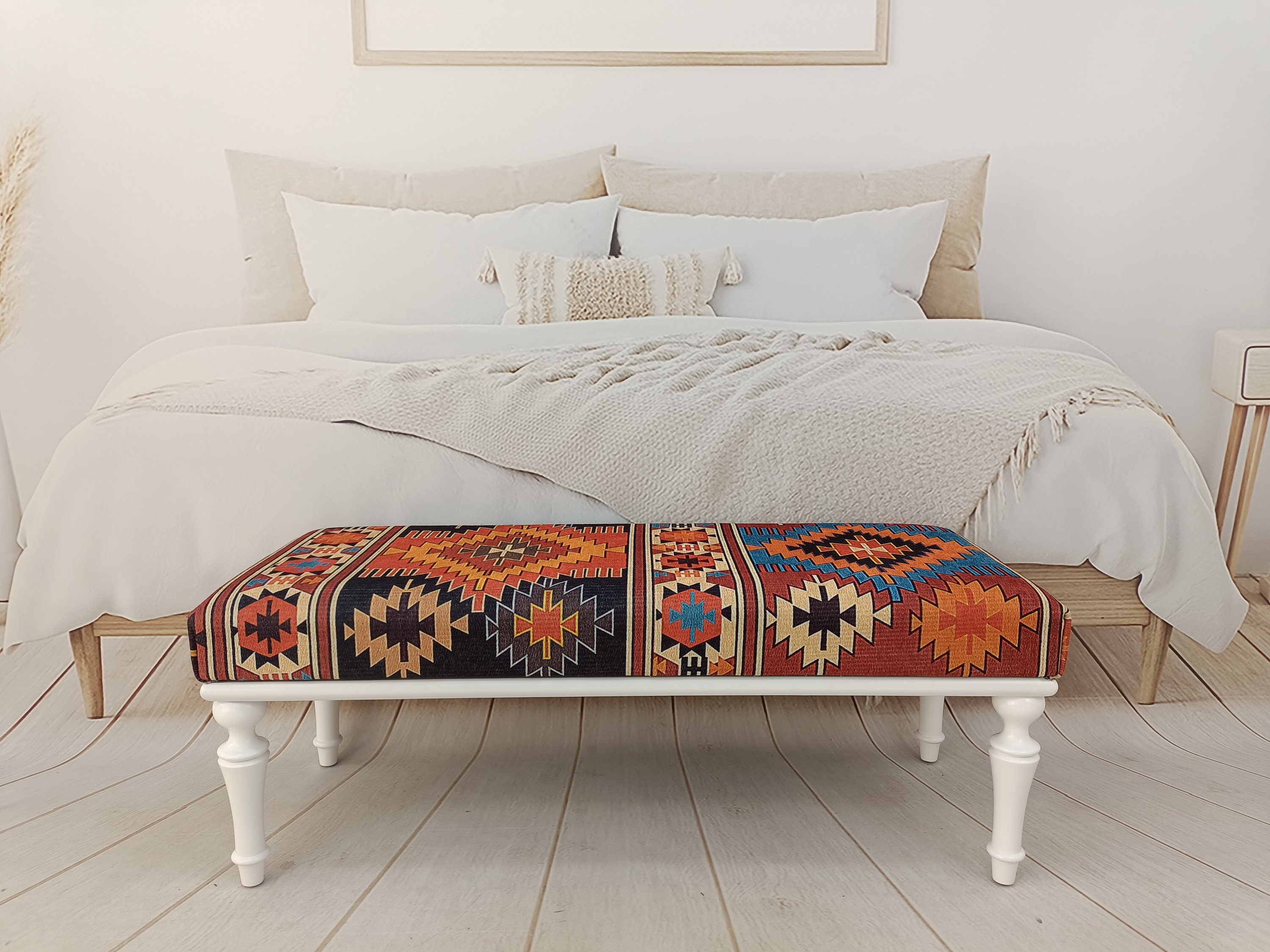 Footstool Bench Aztec Bench Farmhouse Decor Entry Bench - Etsy UK