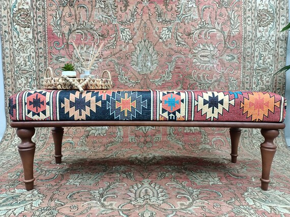 Footstool Bench Aztec Bench Farmhouse Decor Entry Bench - Etsy