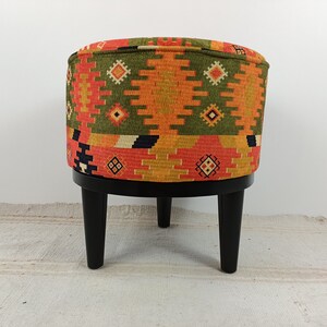 Ottoman Stool, Lobby Stool, Upholstered Footstool, Aztec Stool, Orange ...