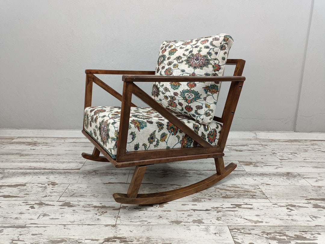 Oushak Rug Pattern Armchair, Handmade Furniture, Patio Rocking, Garden ...