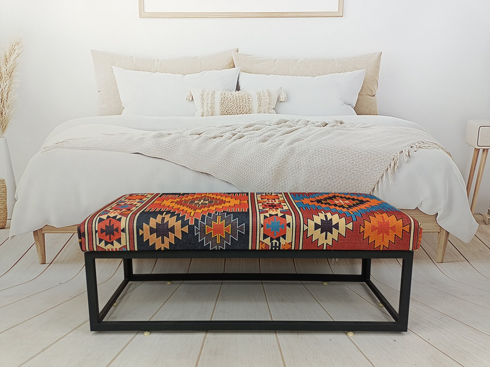 Footstool Bench Aztec Bench Farmhouse Decor Entry Bench - Etsy