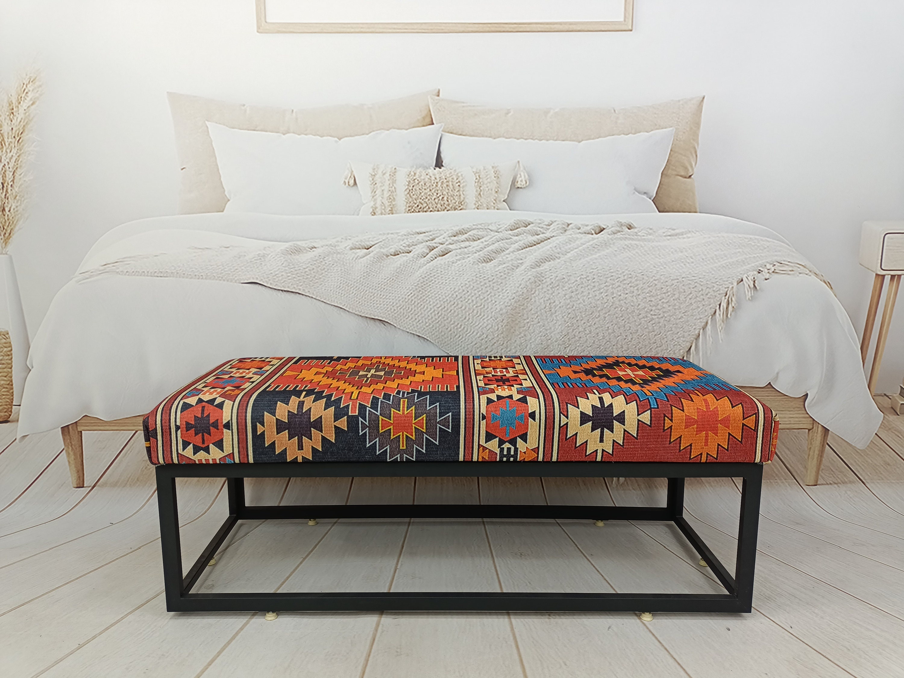 Footstool Bench Aztec Bench Farmhouse Decor Entry Bench - Etsy UK