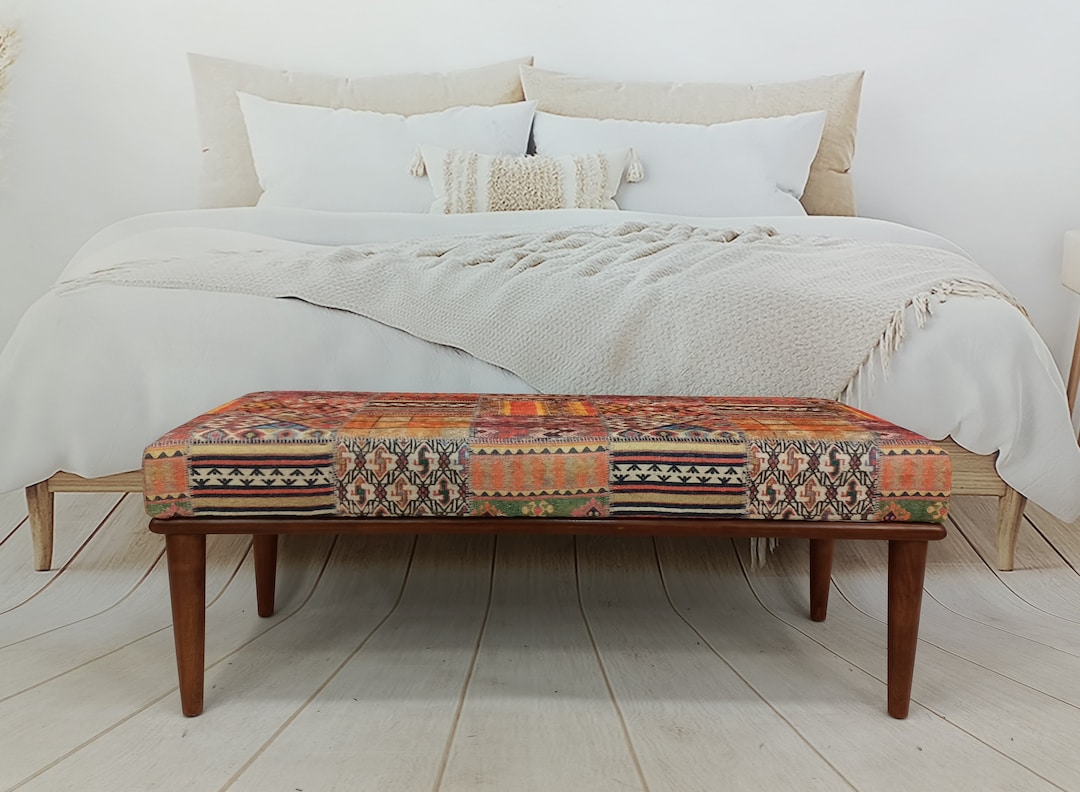 Handmade Furniture, Boho Upholstered Bench, Piano Bench, Footstool ...