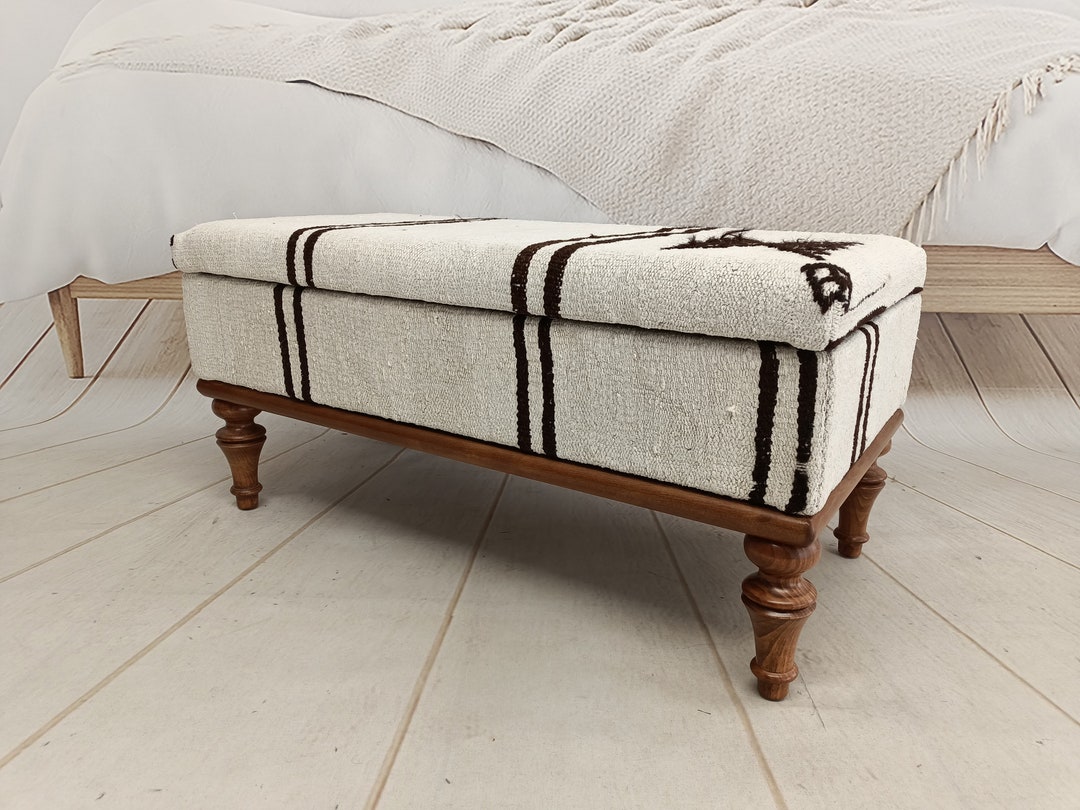 Kilim Upholstered Bench, Hallway Bench, Storage Bench, Storage ...