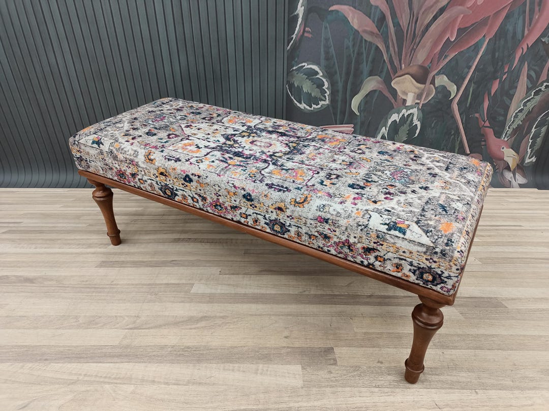 Ottoman Bench, Rug Bench, Handmade Furniture, Narrow Entry Bench ...