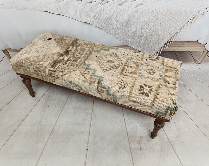 Turkish Rug Bench, Entryway Bench, Piano Bench, Bohemian Bench, Long ...