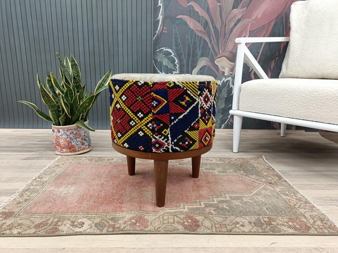 Boho Bedroom Bench, Turkish Footstool, Ethnic Bench, Mudroom Stool ...