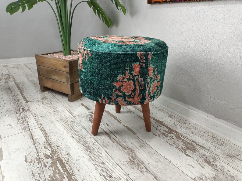 Footstool Ottoman Dressing Table Chair Tripod Chair Teal - Etsy