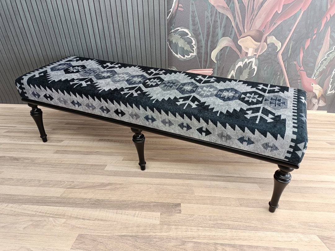 Kilim Rug Bench, Dining Bench, Farmhouse Bench, Bedroom Bench, Entryway ...