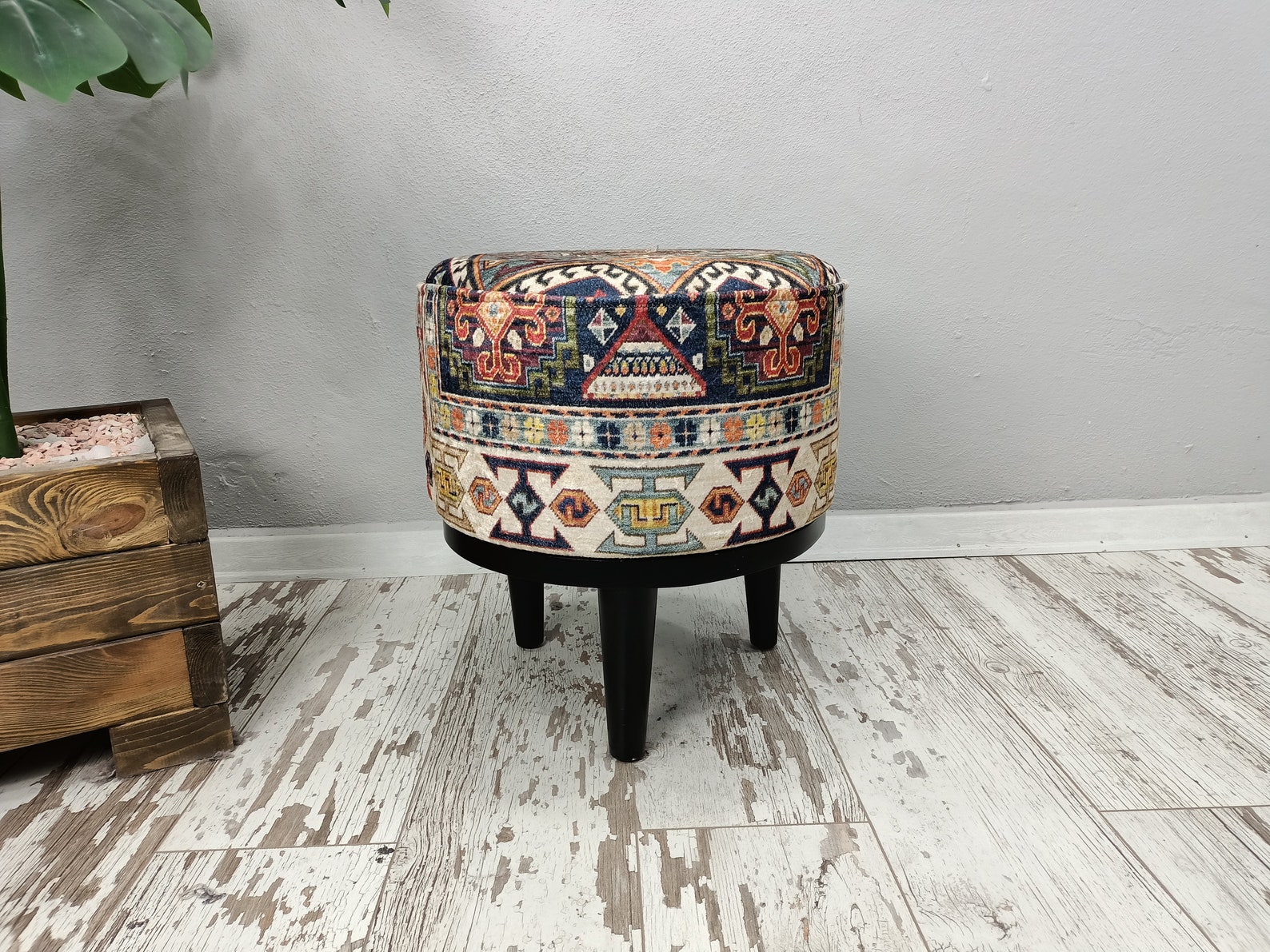 Round Pouf Stool, Bedroom Pouf, Footstool Ottoman, Tufted Stool, Piano ...