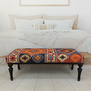 Footstool Bench, Aztec Bench, Farmhouse Decor, Entry Bench, Ottoman ...