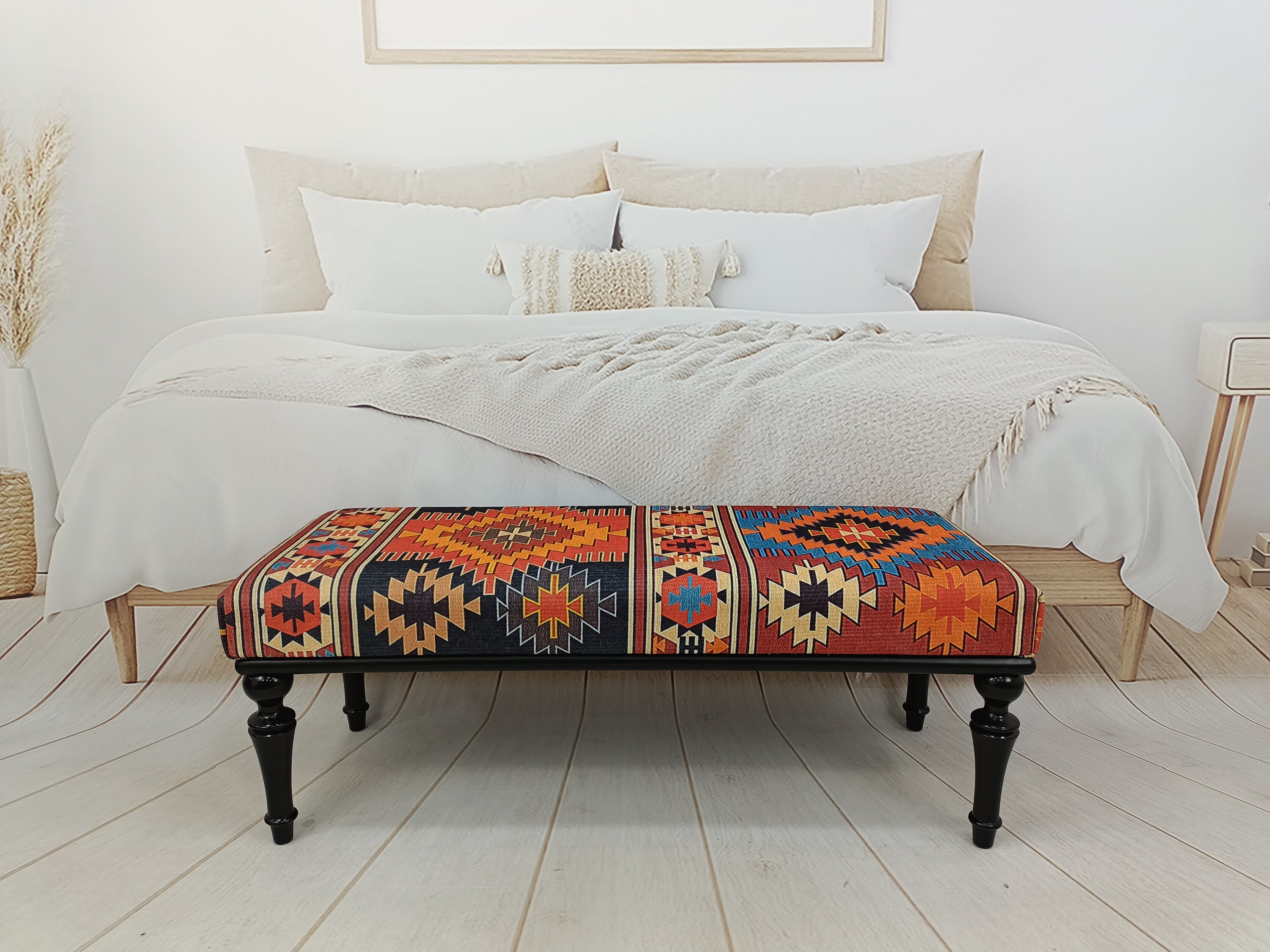 Footstool Bench Aztec Bench Farmhouse Decor Entry Bench - Etsy UK