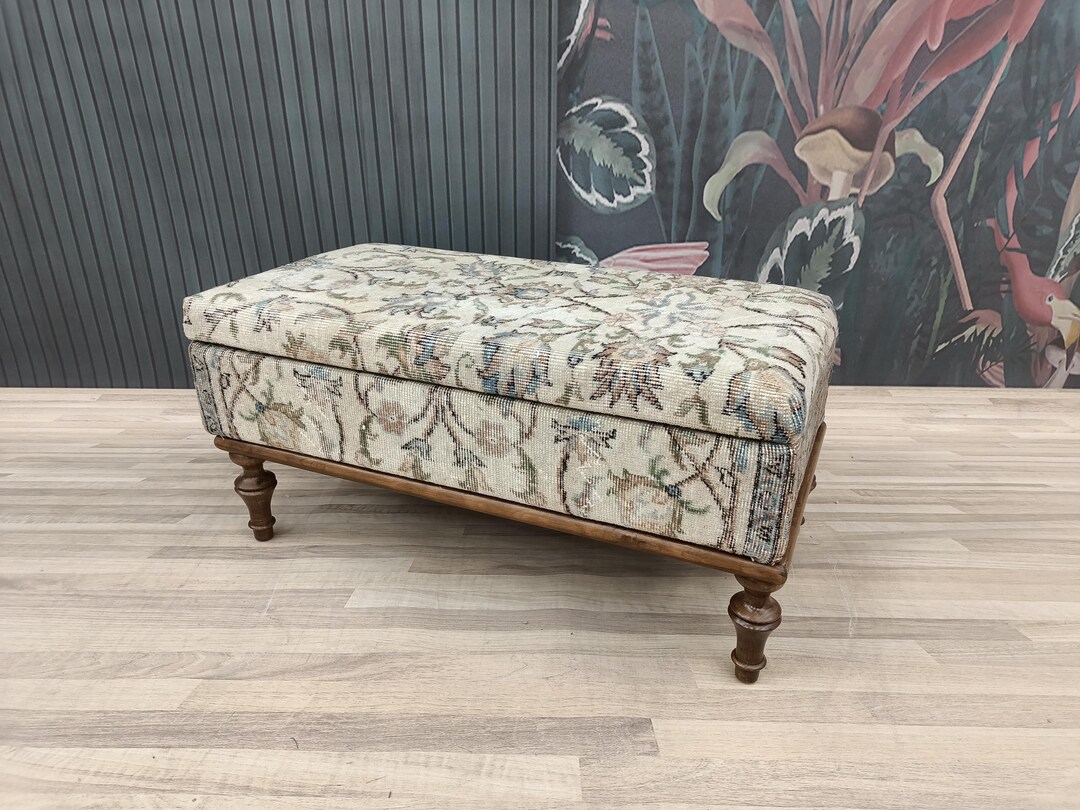 Secret Storage Bench, Bedroom Blanket Bench, Trunk Bench, Vintage Rug ...