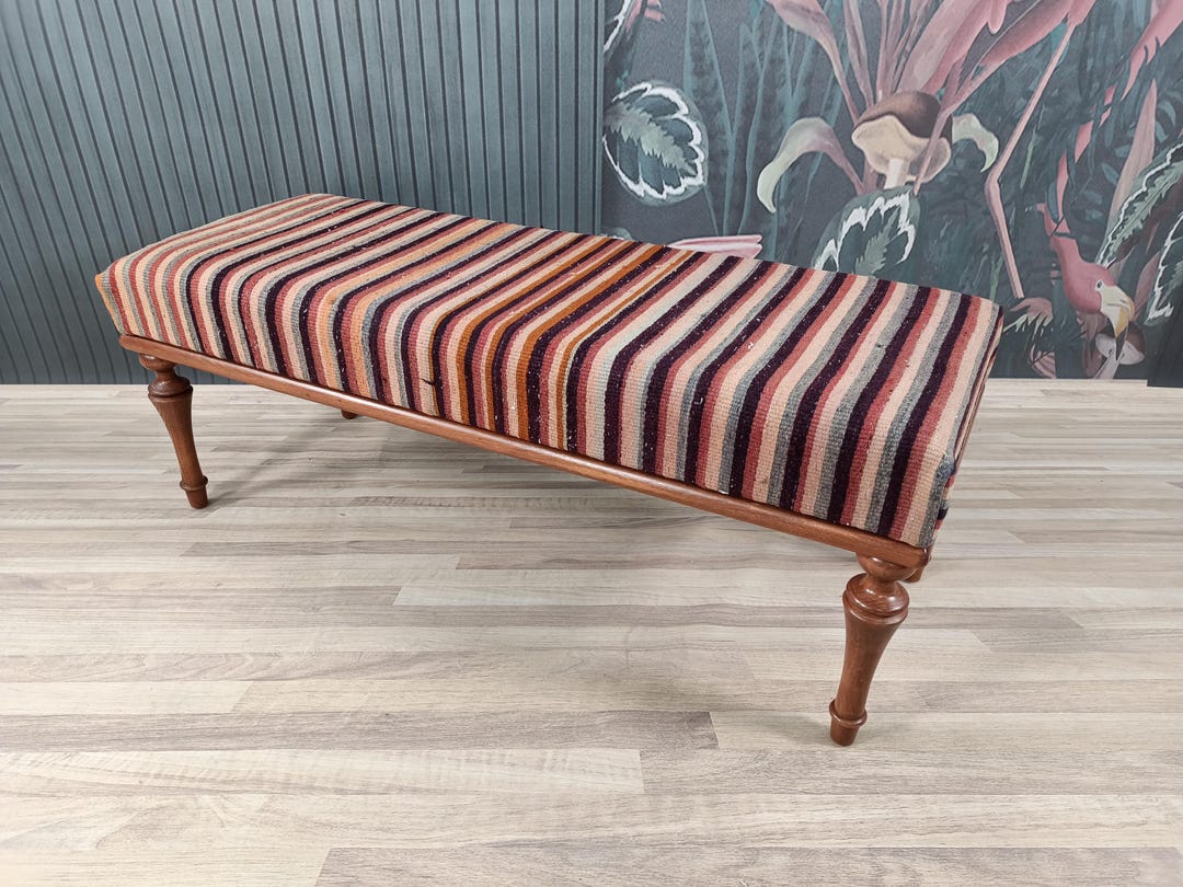 Dressing Table Bench, Kilim Covered Bench, Retro Bench, Striped Bench ...