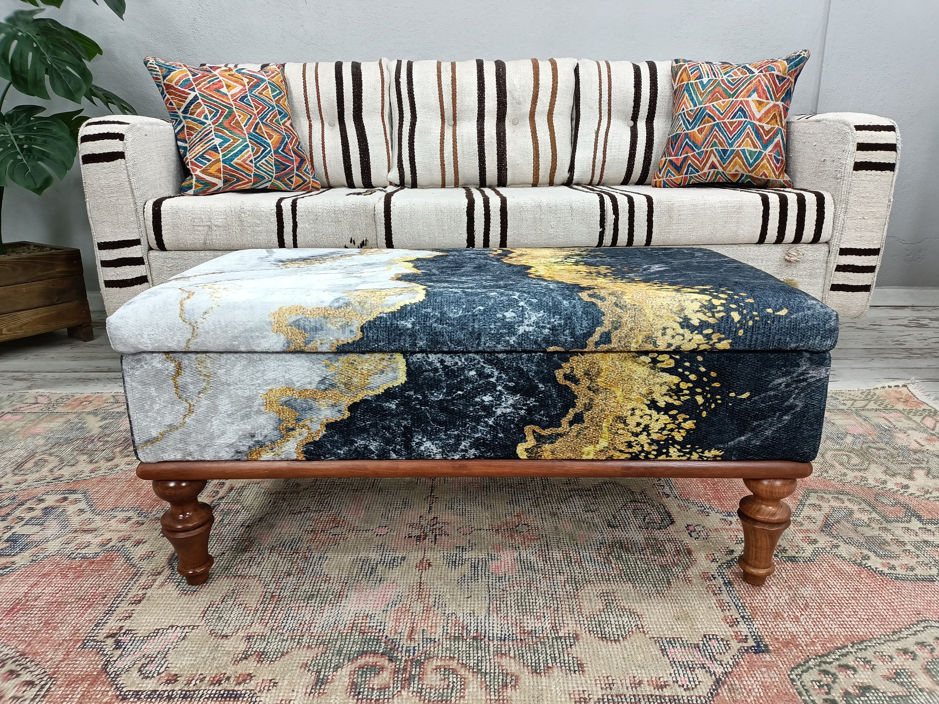 Cocktail Ottoman Storage Coffee Table Upholstered Bench Clothes Chest Trunk Side Table Flip Top Vanity Bench Marble Look ST 871 Etsy